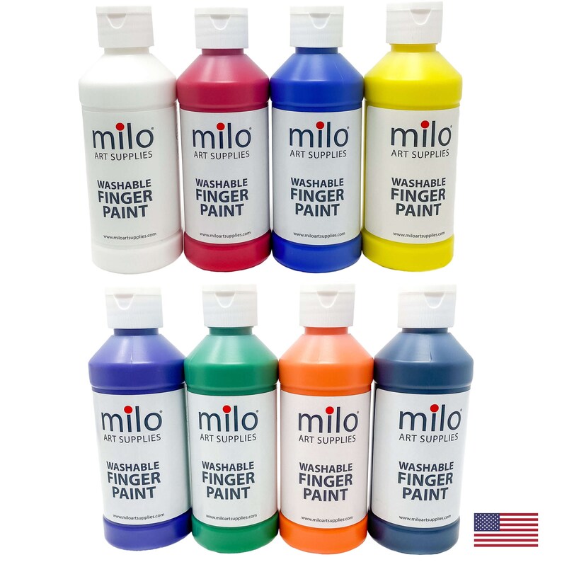 Milo Finger Paint Set of 8 Colors | 8 Oz Bottles | Made in the USA - Etsy
