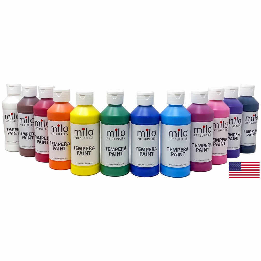 Milo Washable Tempera Paint 8 Oz Bottles Set of 12 - Etsy