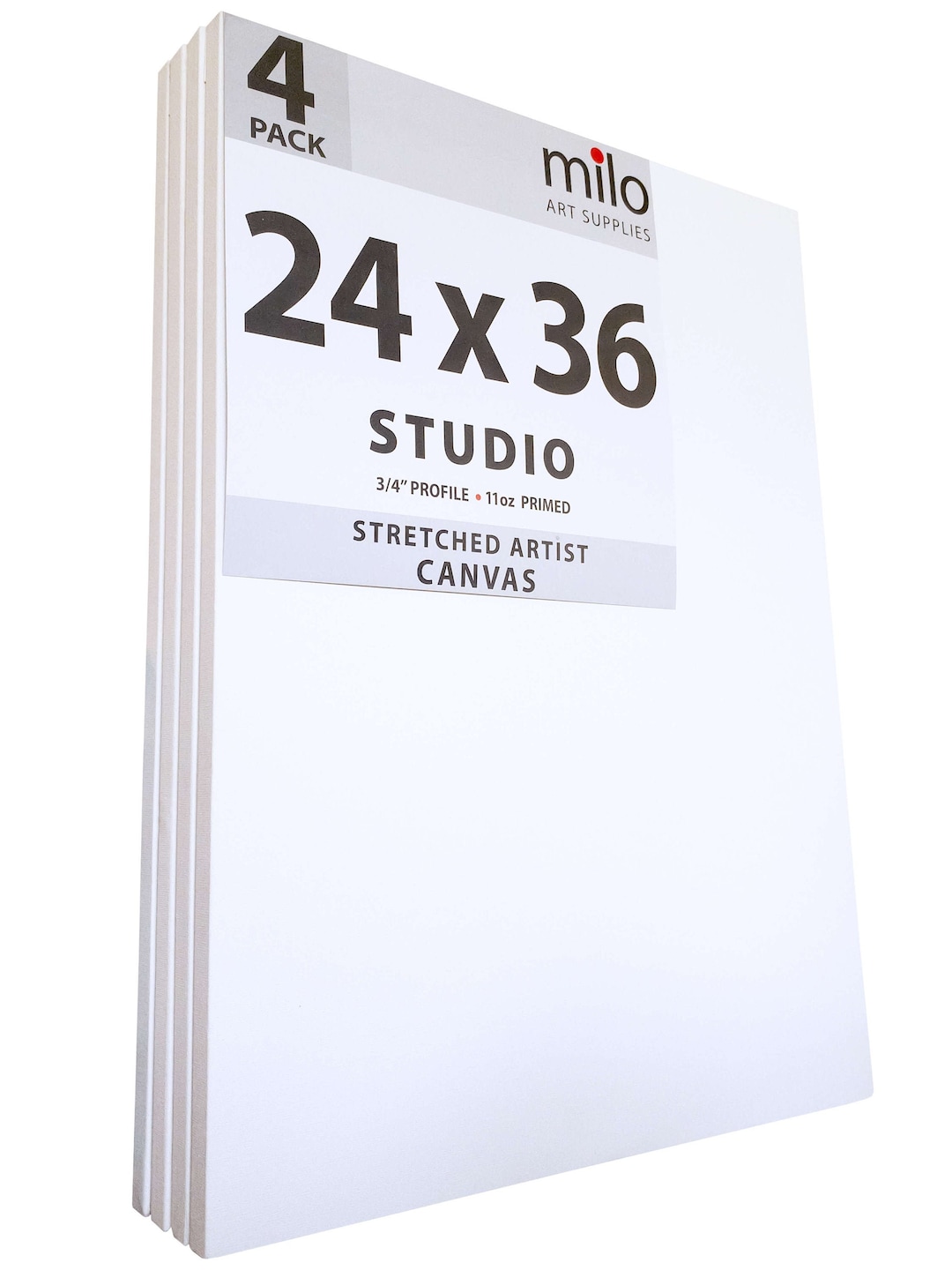 Milo PRO | 24 X 36" Pre Stretched Pack of 4 Professional Artist Canvas ...