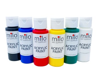 Milo Acrylic Paint Set of 12 Colors 16 Oz Bottles Made in | Etsy
