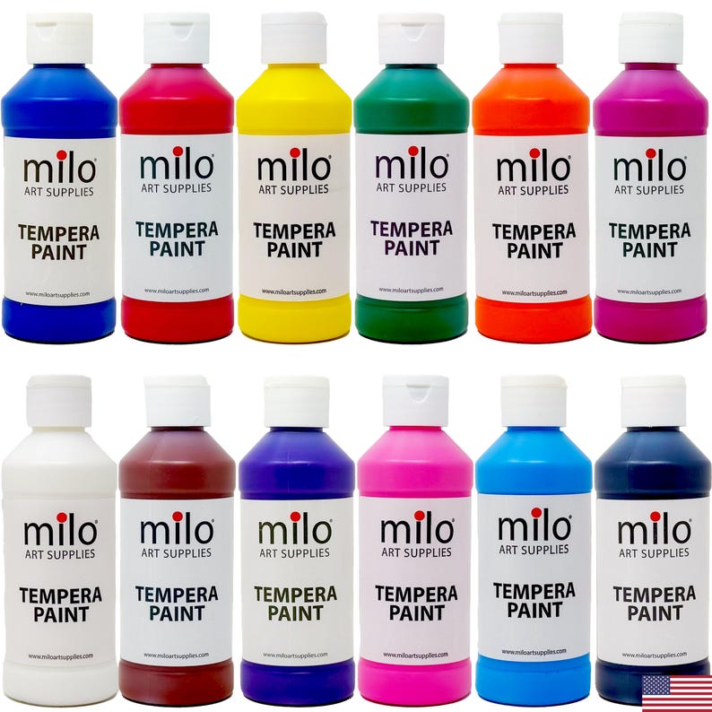 Milo Washable Tempera Paint 8 Oz Bottles Set of 12 - Etsy