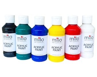 Milo Acrylic Paint Set of 12 Colors | 8 Oz Bottles | Made in the USA - Etsy