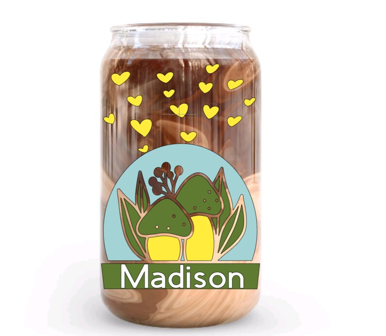 Retro Mushroom Can Glass, Mushroom Beer Can Glass, Boho Magic Mushroom ...