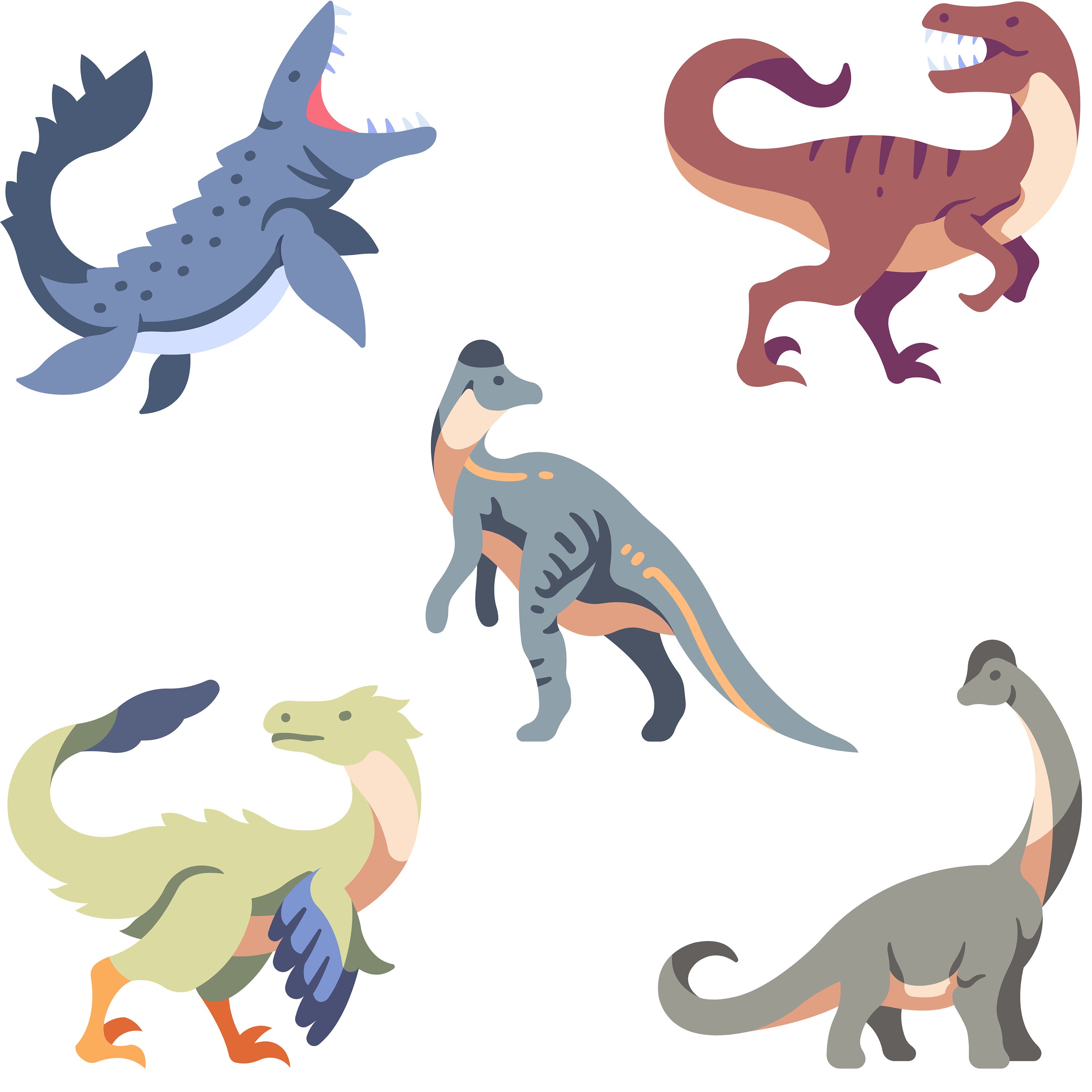 Dinosaur Svg Bundle Cute Dino Svg Dinos Clipart Png Etsy