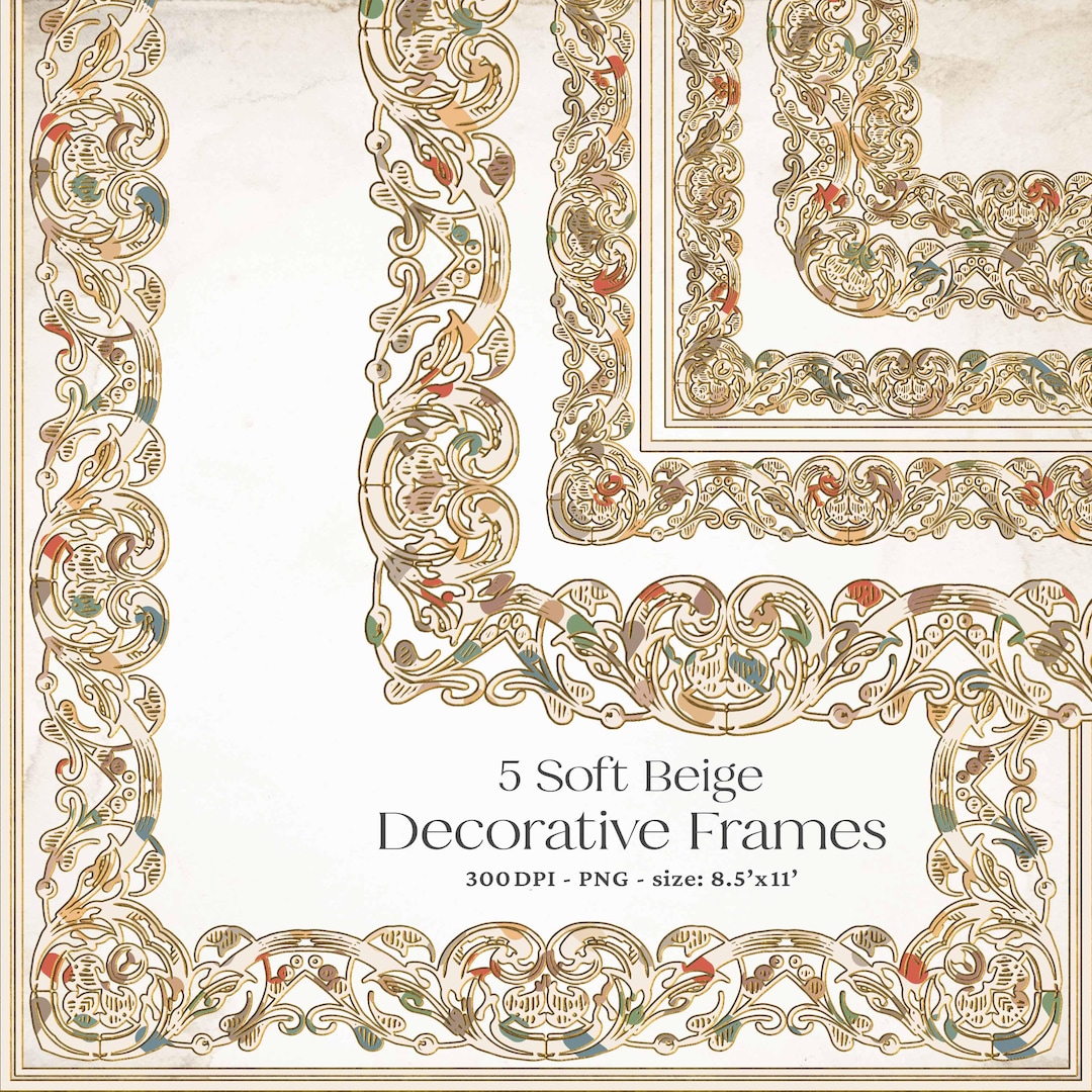 Ornate Beige Frame Clipart, Elegant Vintage Borders PNG for Invitations ...