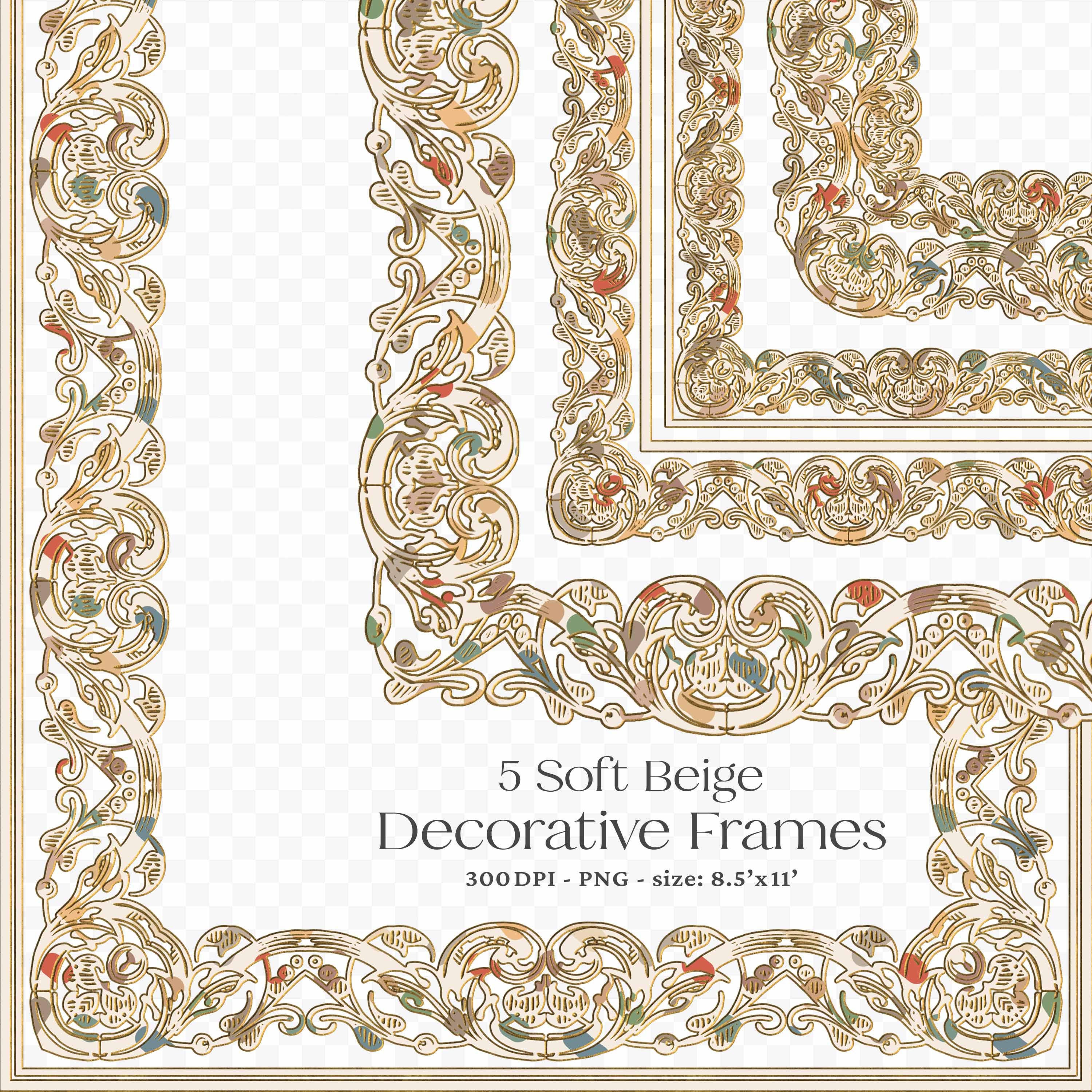 Ornate Beige Frame Clipart, Elegant Vintage Borders PNG for Invitations ...