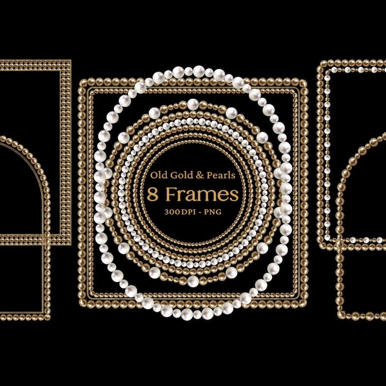 Old Gold and Pearl Frames Clipart PNG Luxury Digital Frame Elegant ...