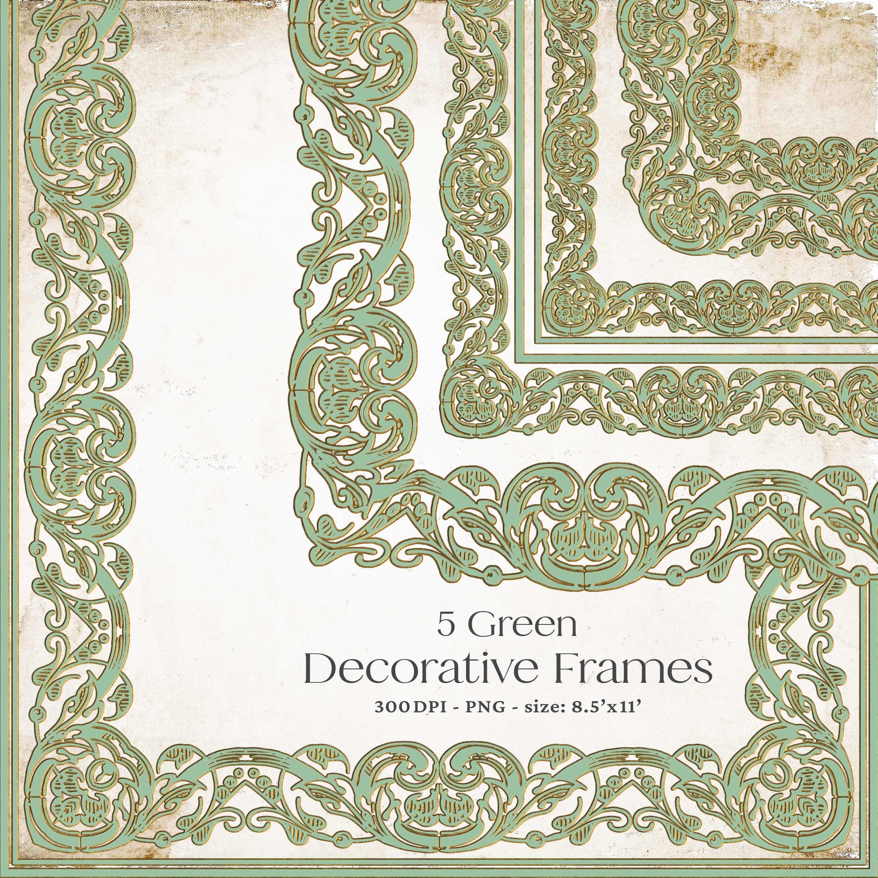 Green Frame Clipart Border Vintage Shabby-chic Ornate Borders PNG for ...