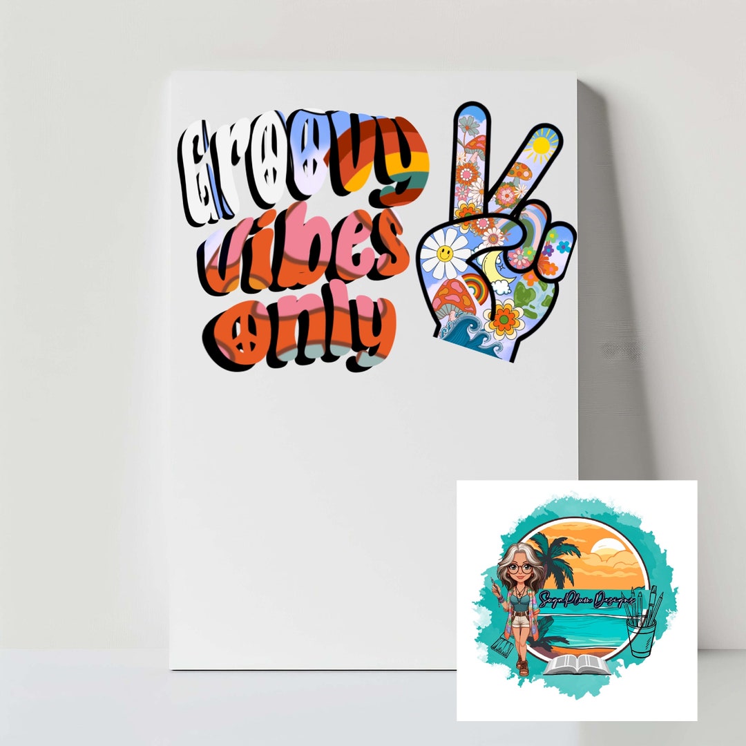 Groovy Vibes Only Png File Retro Peace Sign 1960s Era 1970s Trippy ...
