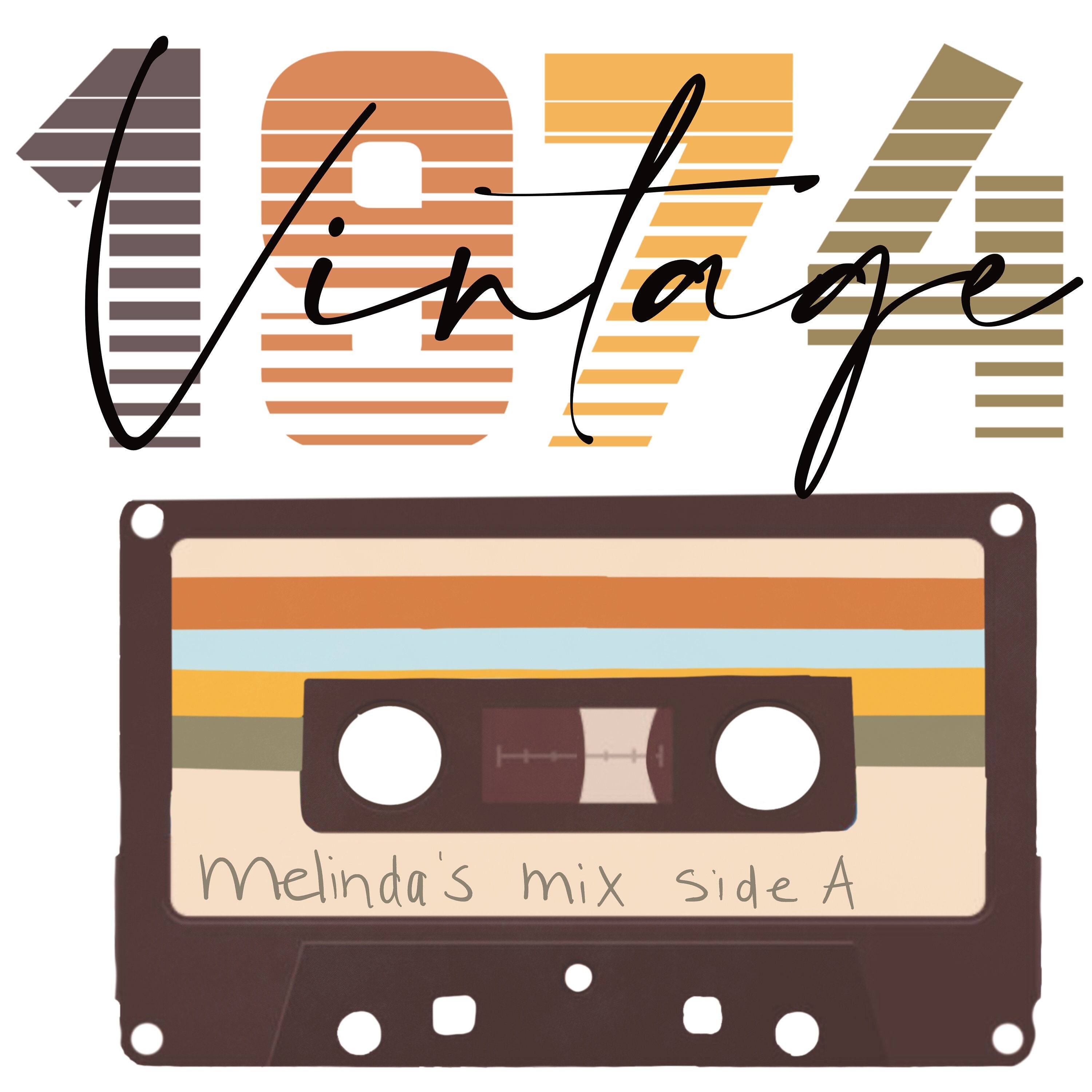 Vintage 1974, 1970s Design, Retro Typography, Vintage Cassette Tape ...