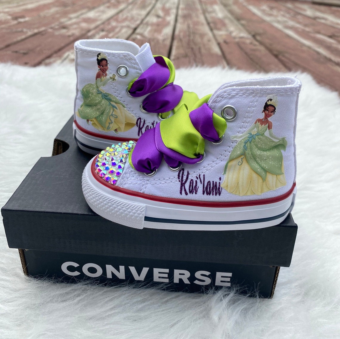 Princess Tiana Bling Shoes Princess and the Frog Converse - Etsy