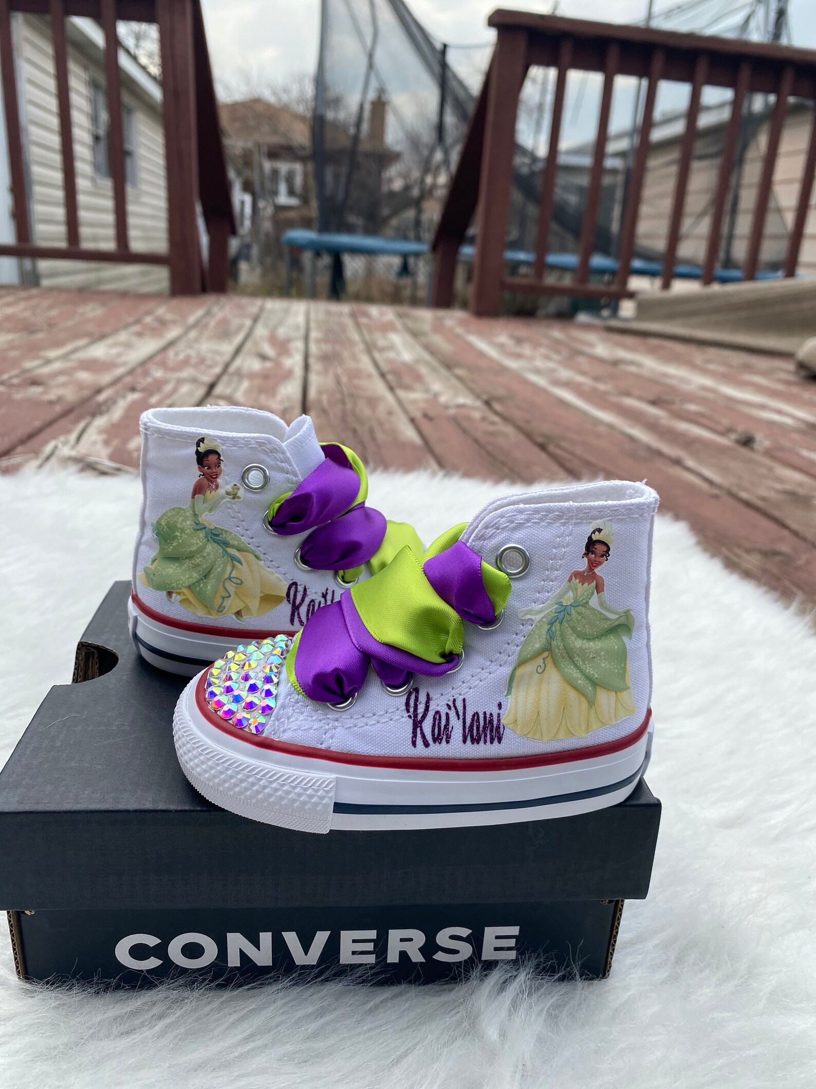 Princess Tiana Bling Shoes Princess and the Frog Converse - Etsy