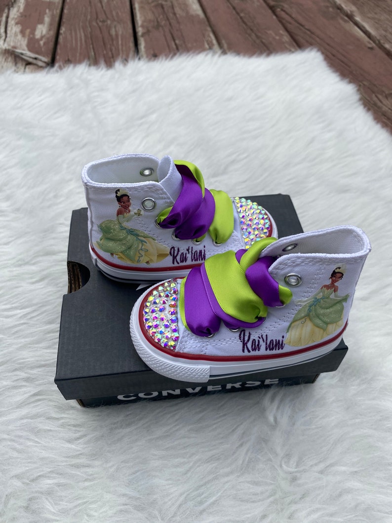 Princess Tiana Bling Shoes Princess and the Frog Converse - Etsy