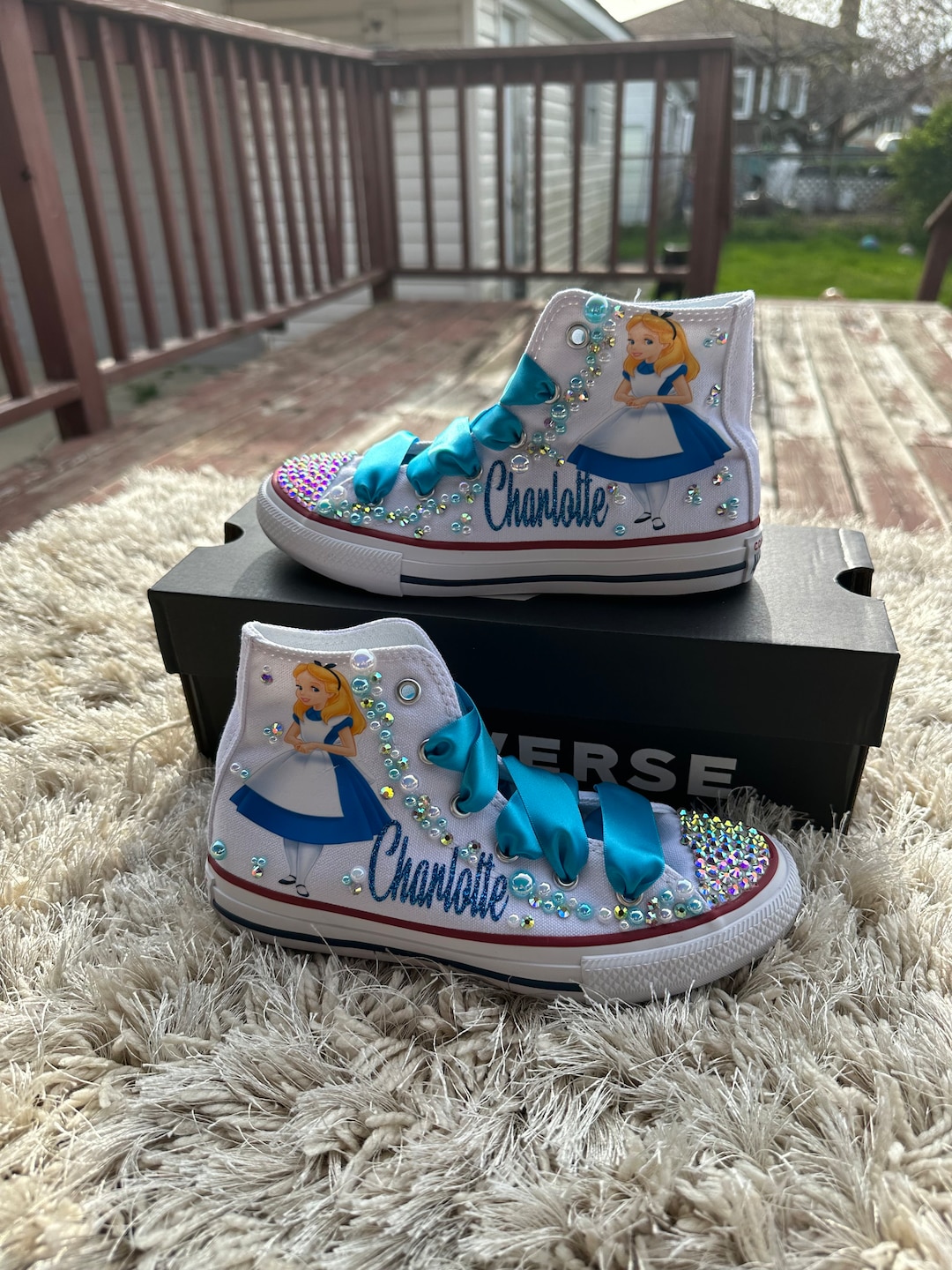 Alice in Wonderland Bling Shoes, Converse Wonderland Birthday Shoes ...