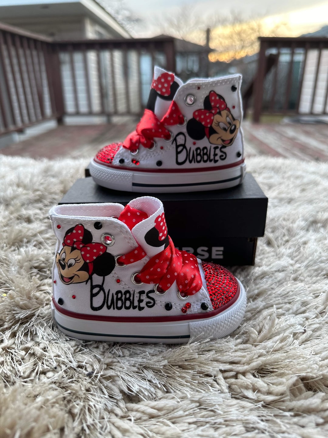 Minnie Mouse Bling Shoes/minnie Mouse Red Converse Shoes/minnie Mouse ...