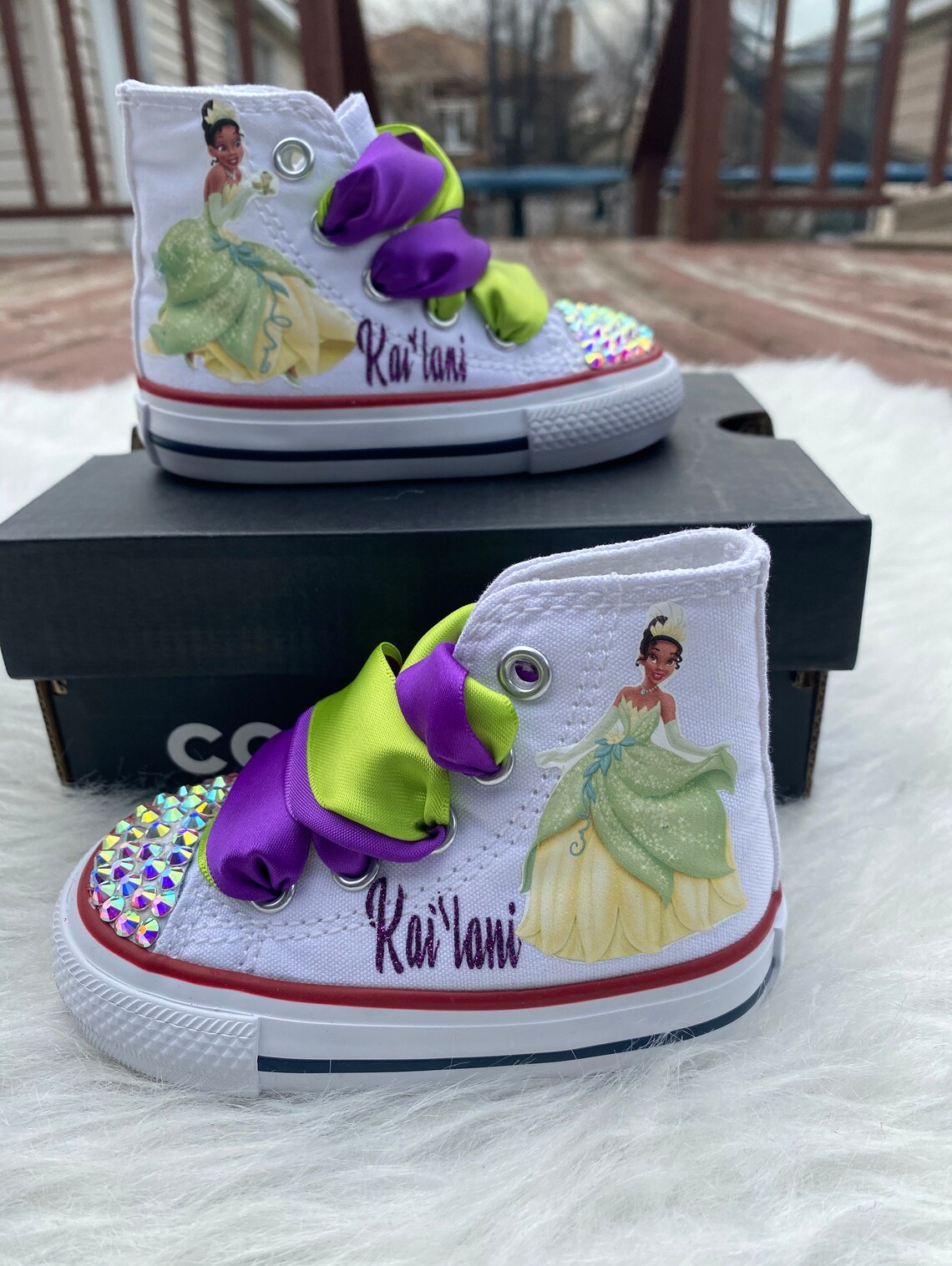 Princess Tiana Bling Shoes Princess and the Frog Converse - Etsy