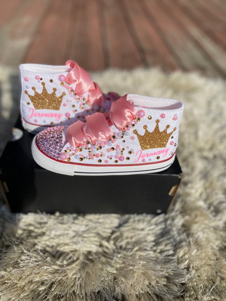 Princess Bling Shoes, Crown Princess Shoes, Pink and Gold Outfit, Pink ...