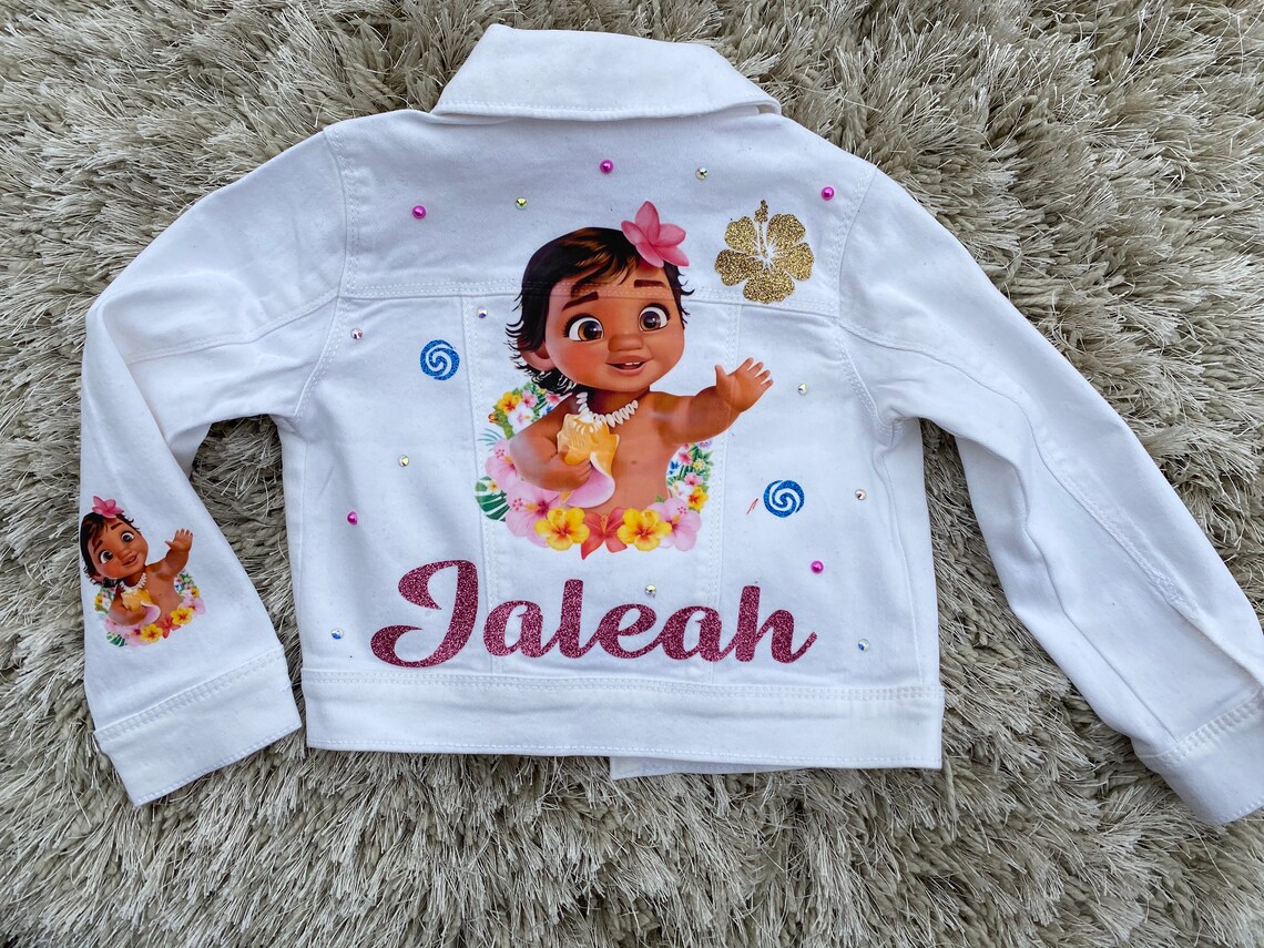 Moana Jeans Jacket Baby Moana Bling Jacket Customized Jeans - Etsy