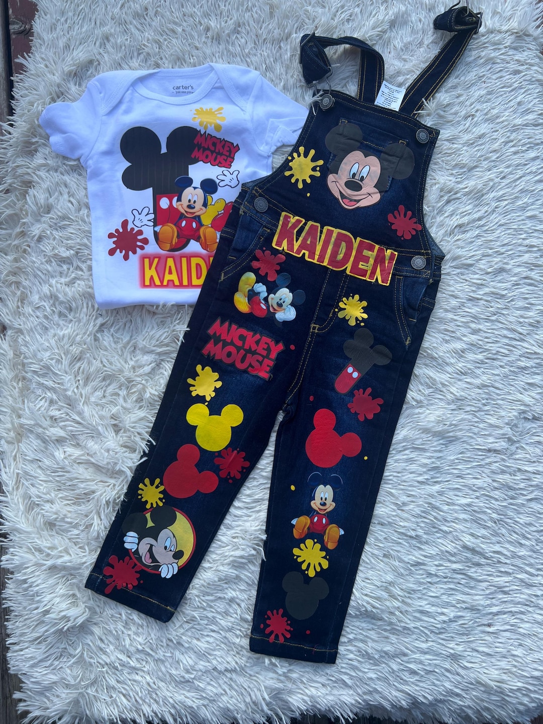 Mickey Mouse Overalls Birthday Set, Mickey Mouse Birthday Outfit ...
