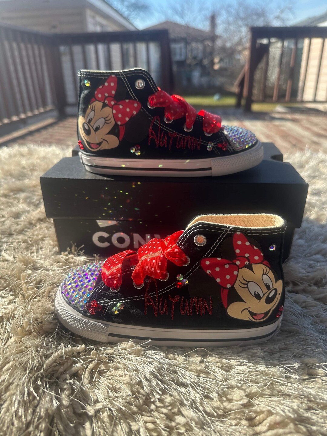 Minnie Mouse Bling Shoes, Minnie Mouse Red Sneakers Shoes, Minnie Mouse ...