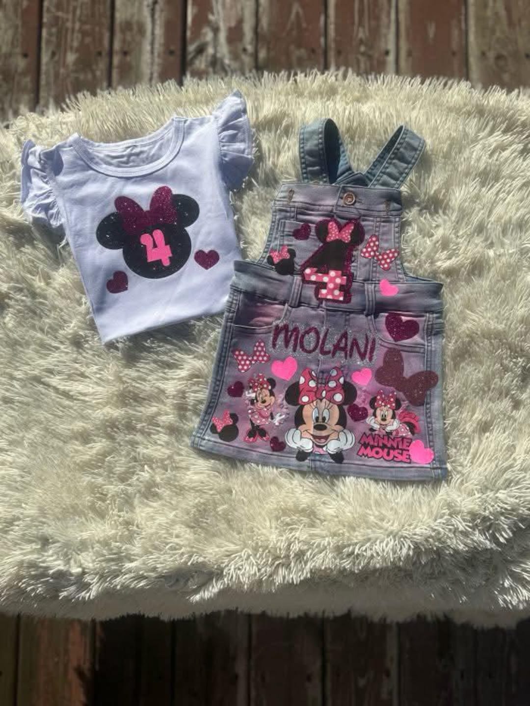 Minnie Mouse Overalls Denim Skirt Birthday Set, Minnie Mouse Converse ...
