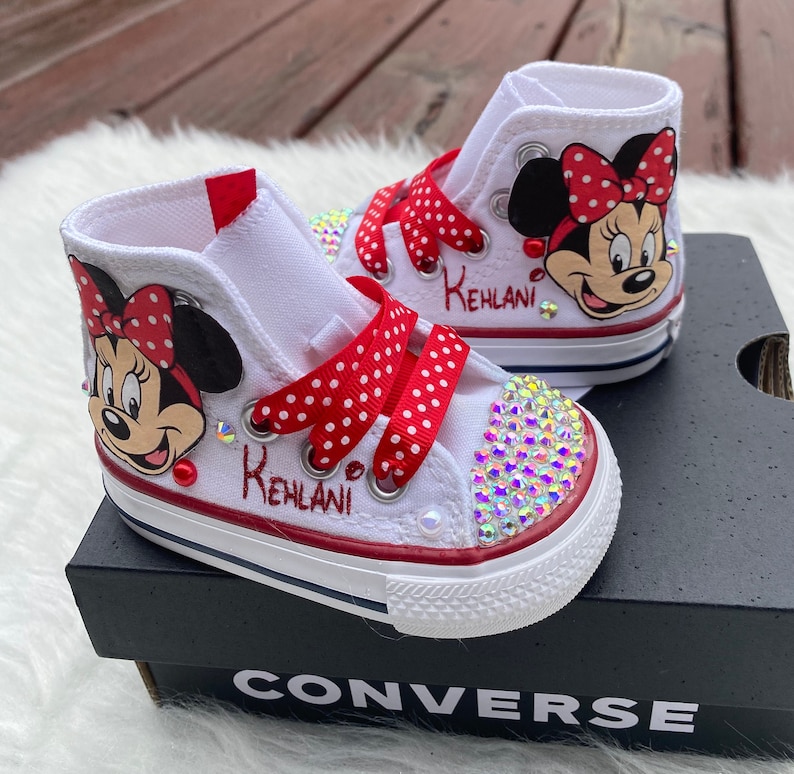 Minnie Mouse Bling Shoes Minnie Mouse Red Converse Shoes | Etsy