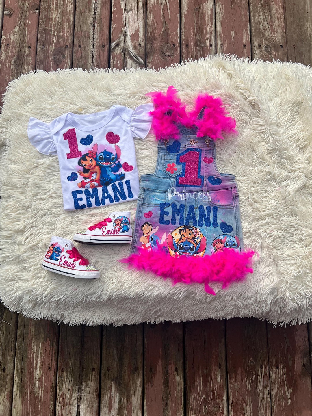 Lilo and Stitch Overalls Dress Denim Birthday Set, Lilo and Stitch ...