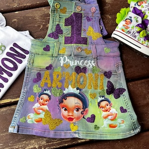 Baby Tiana Denim Birthday Set, Tiana Converse Shoes, Birthday Outfit ...