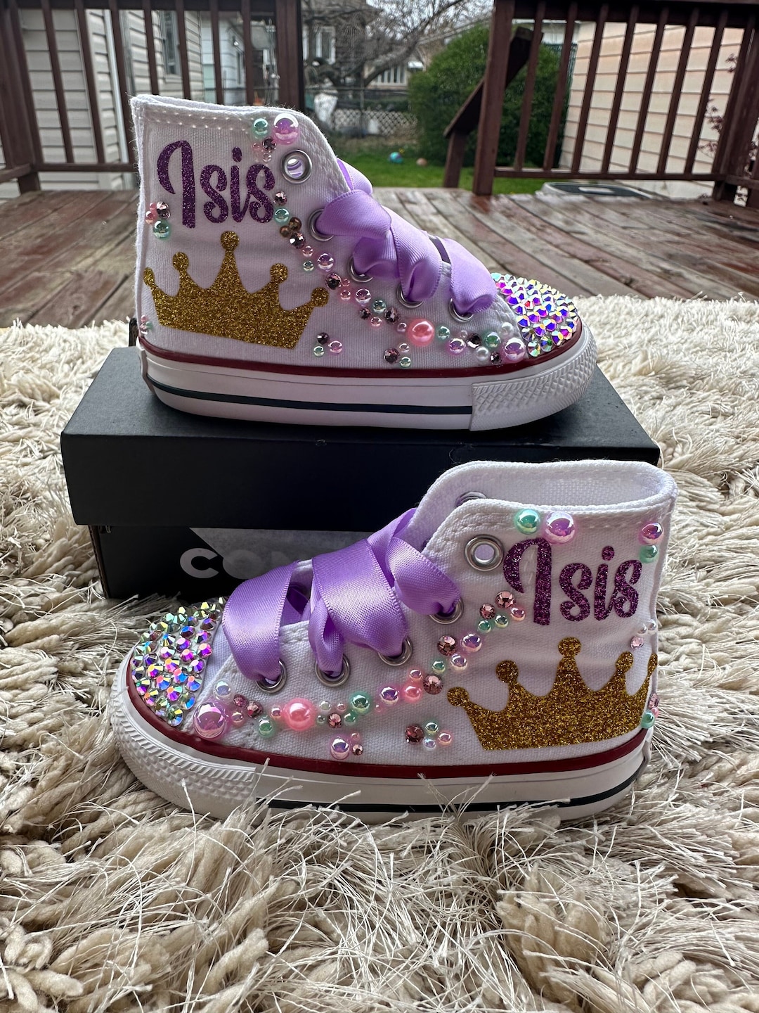 Princess Bling Shoes, Princess Crown Converse Bling Lilac and Gold ...