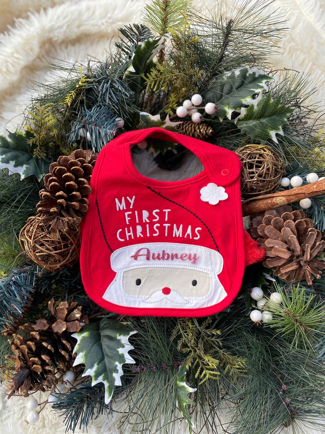 First Christmas Bib, Christmas Bib, Holiday Bib Boy Girl, Christmas ...