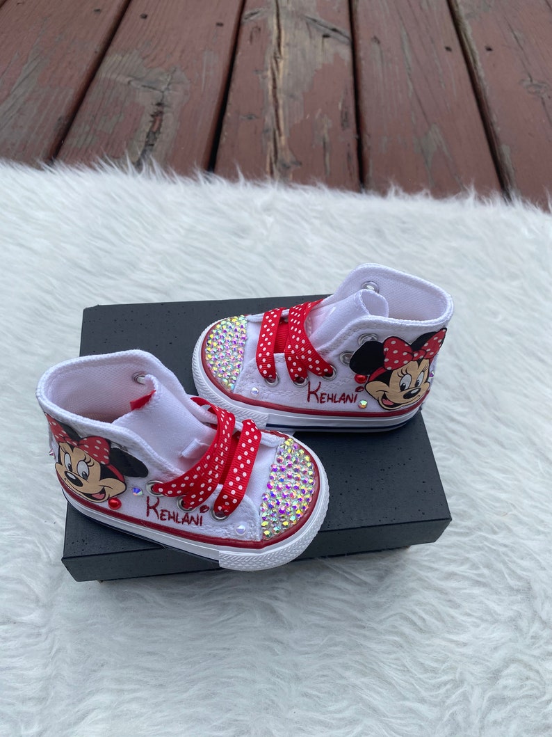 Minnie Mouse Bling Shoes Minnie Mouse Red Converse Shoes | Etsy