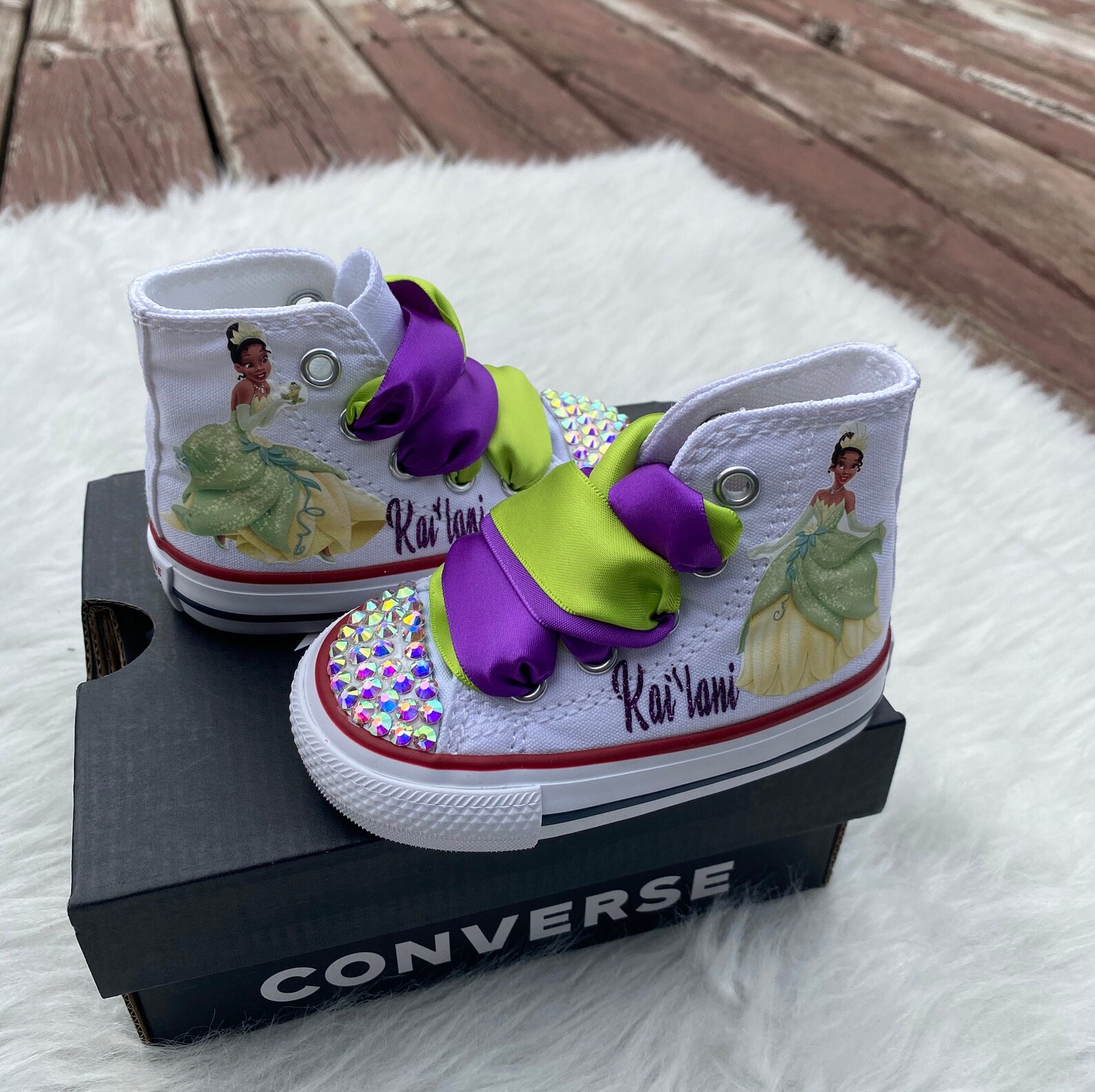 Princess Tiana Bling Shoes Princess and the Frog Converse - Etsy