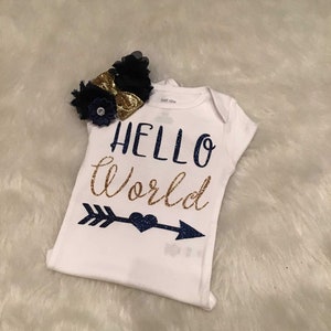 Hello World Newborn Girl Welcome Home Shirt, Photo Pro, Baby Shower ...