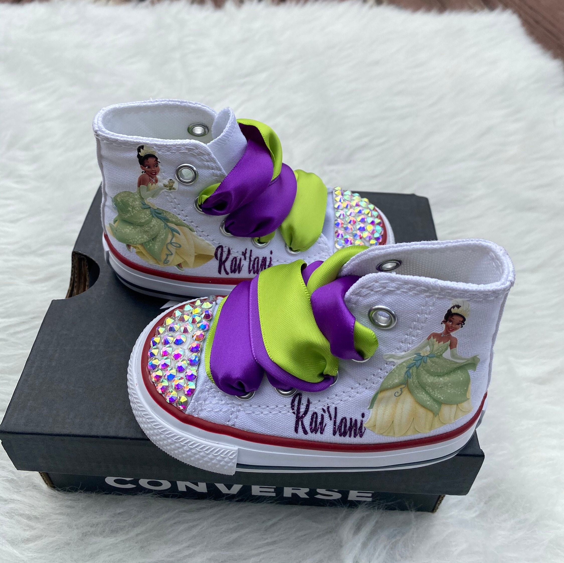Princess Tiana Bling Shoes Princess and the Frog Converse - Etsy