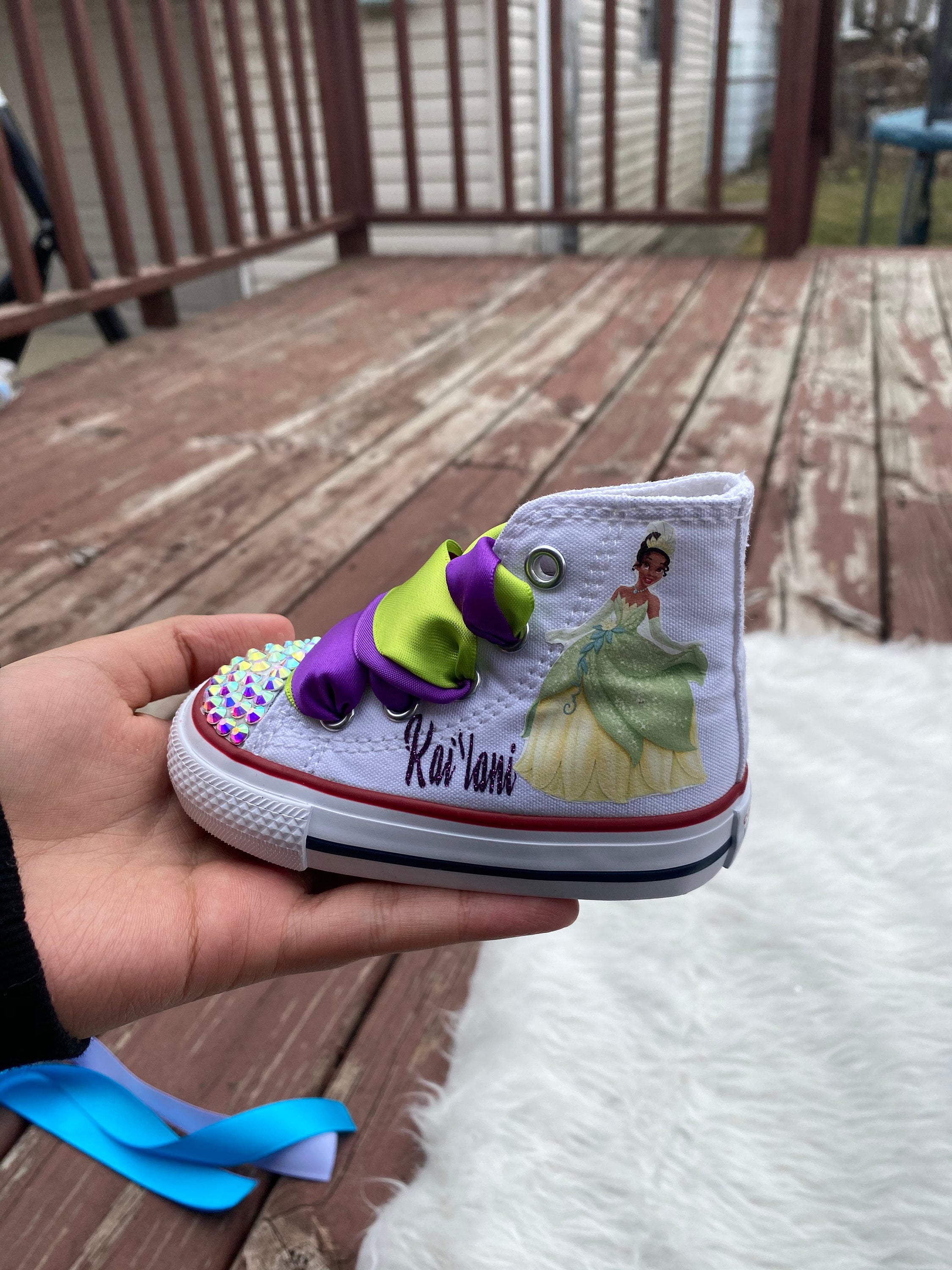 Princess Tiana Bling Shoes Princess and the Frog Converse - Etsy