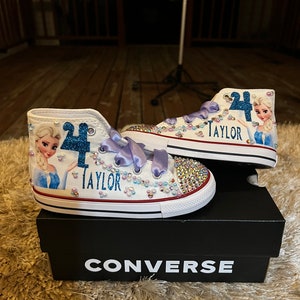 Queen Elsa Frozen Converse Shoes, Frozen Bling Shoes, Queen Elsa Bling ...
