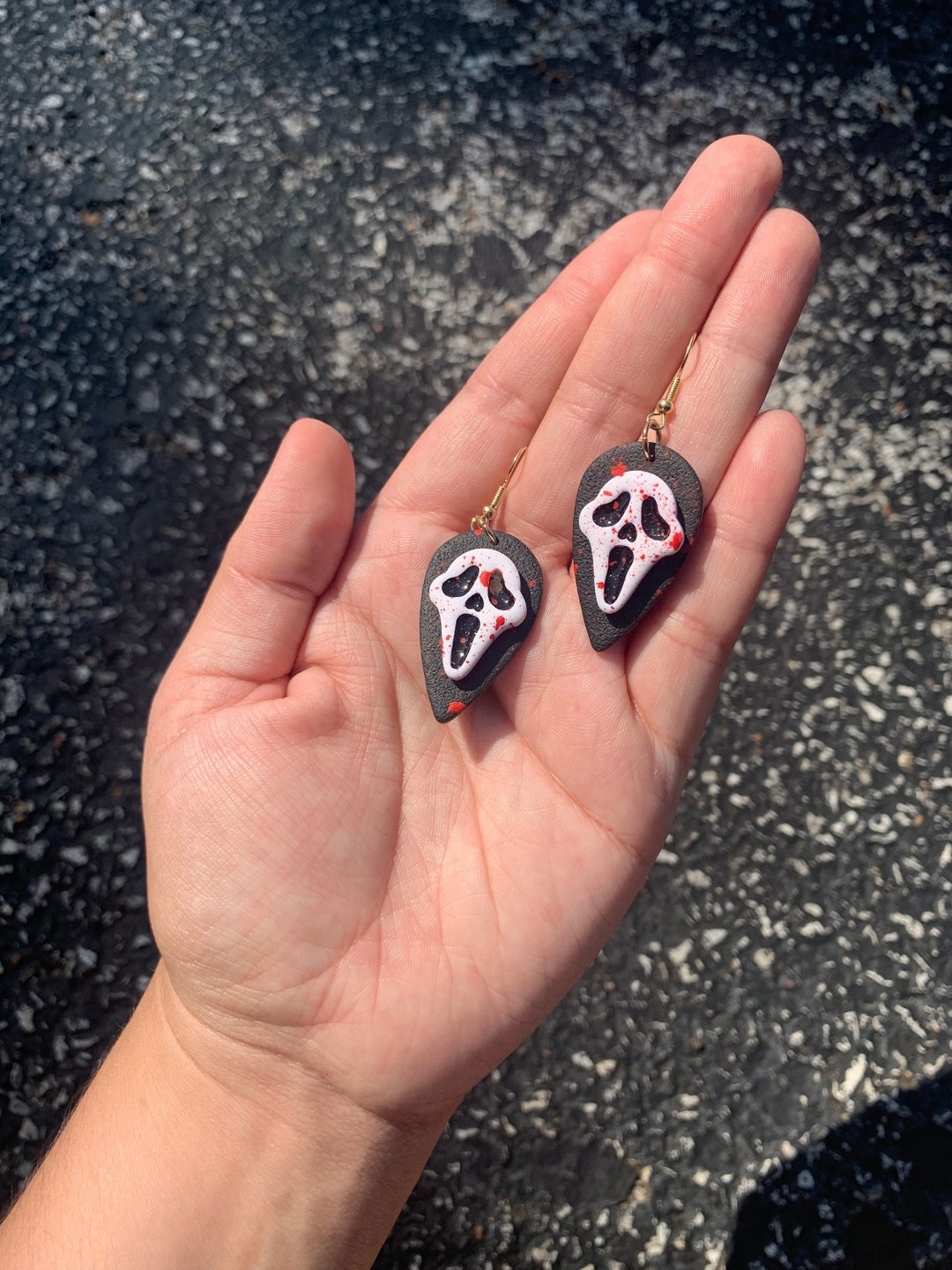 Messy Ghostface / Polymer Clay Halloween Earrings - Etsy
