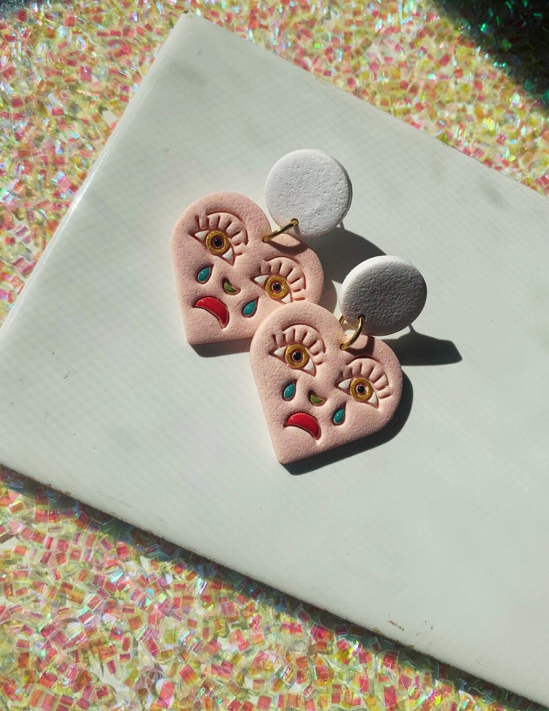 Cry Baby / Polymer Clay Crying Heart Earrings - Etsy