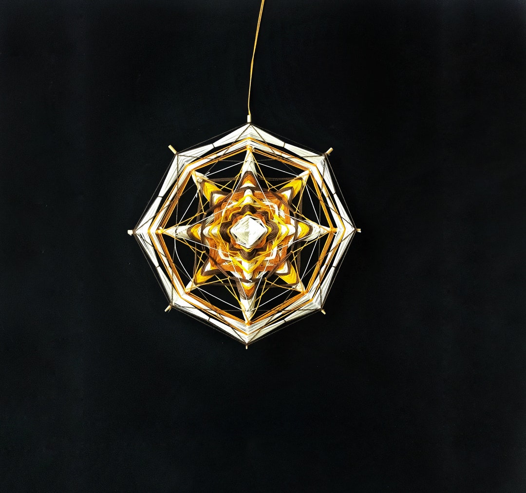 Modern Peaceful Ojo De Dios Mandala - Gods Eye Earth Toned Nomadic Hand ...