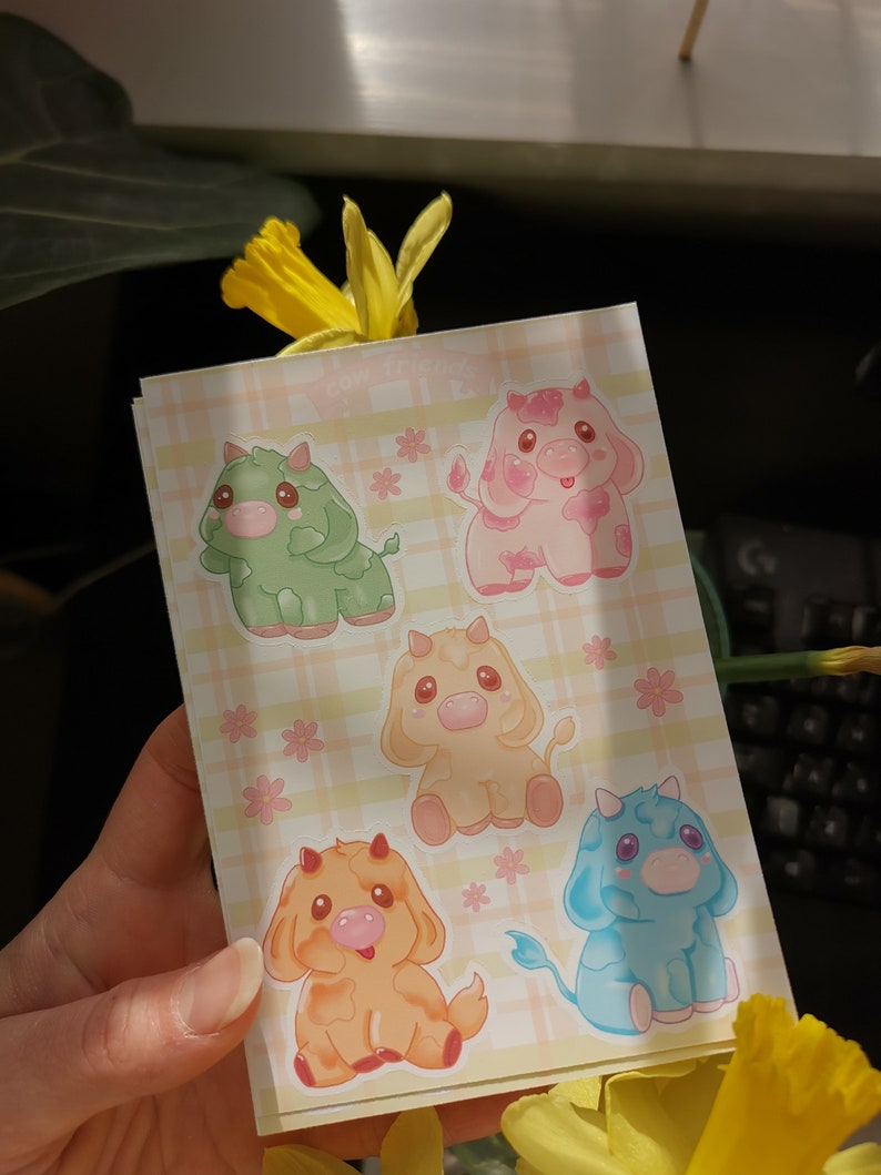 Cute Cow Sticker Sheet Adorable Kawaii Cows Colourful Stickers Planner ...