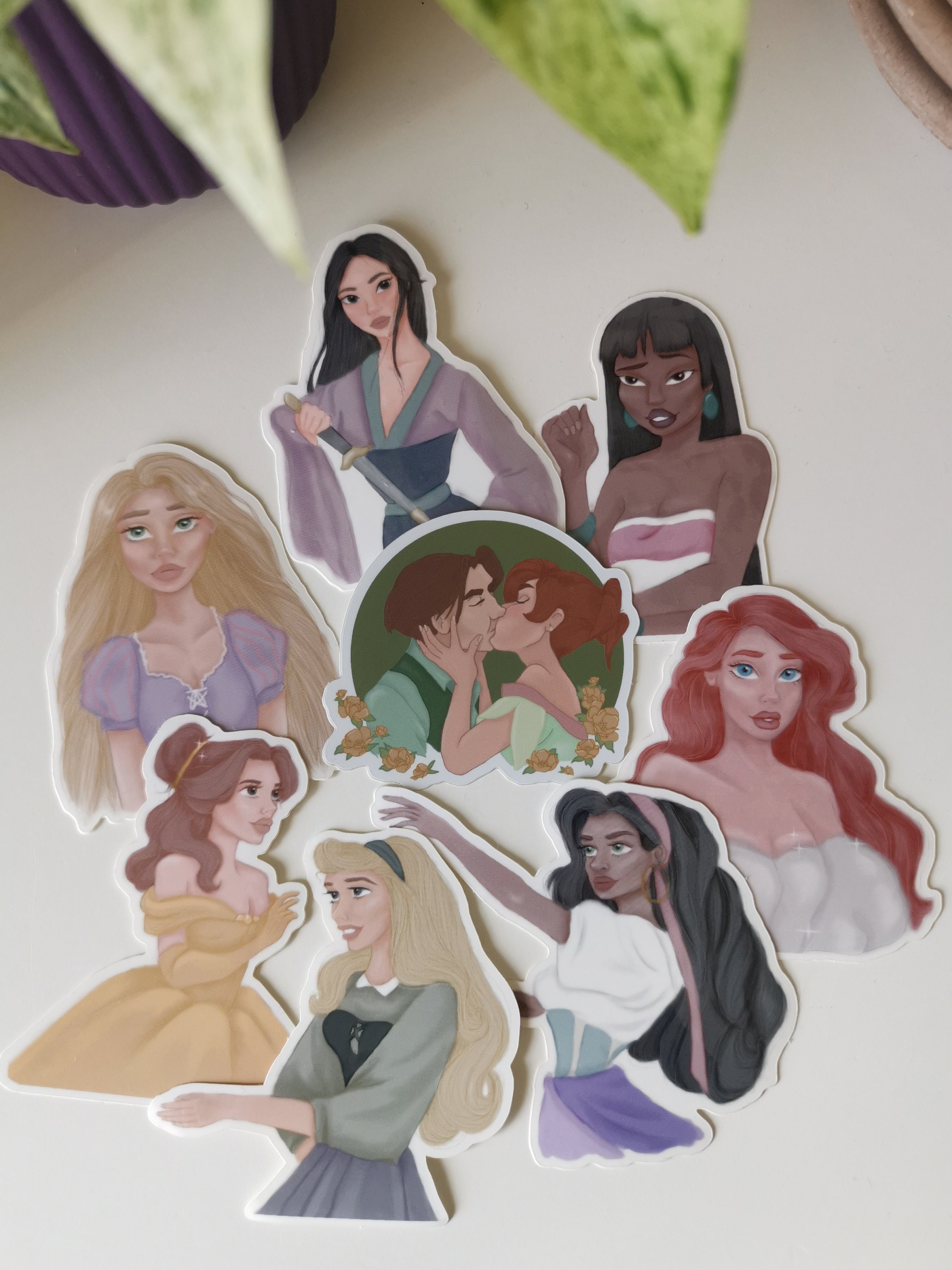 Disney Princesses Dreamworks Female Characters Fanart Stickers Etsy