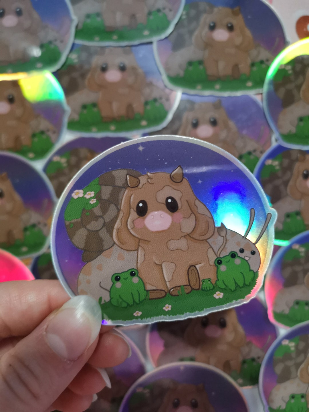 Cute Kawaii Holographic Cow Frog Sticker Stationery Scrapbooking - Etsy