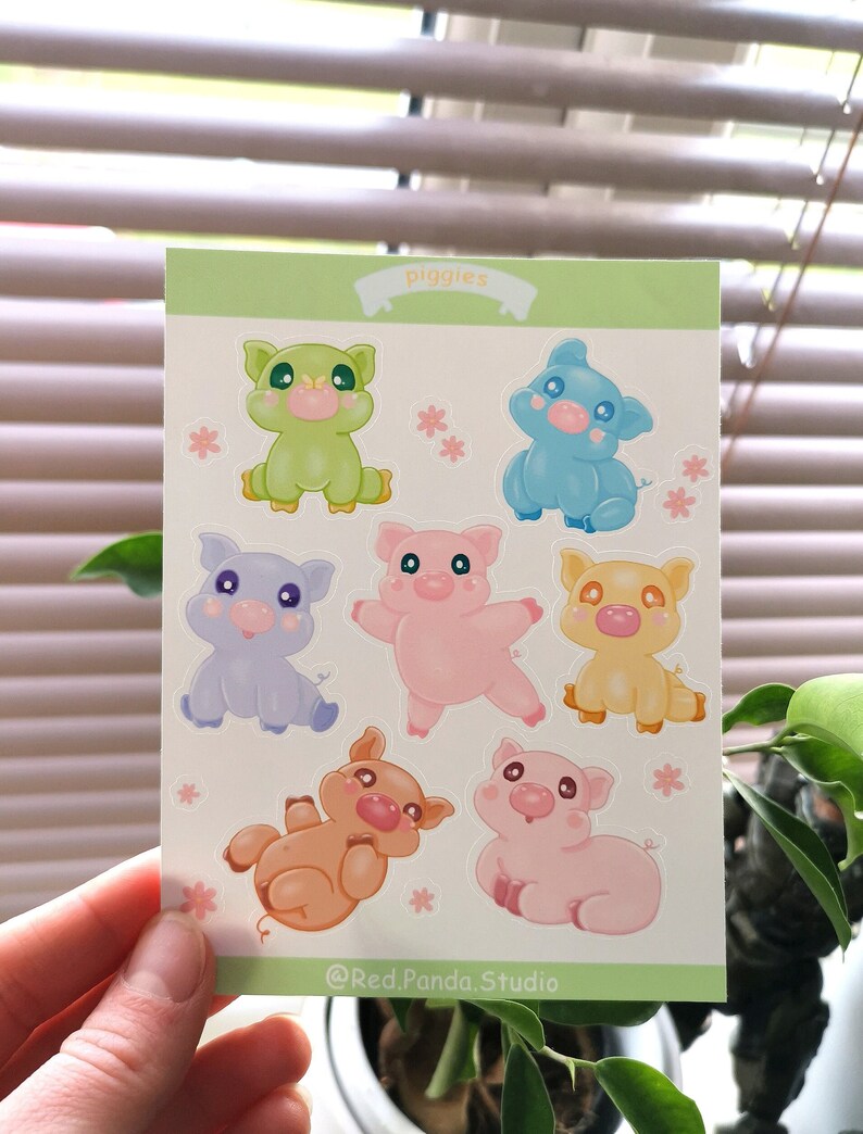 Cute Pig Sticker Sheet Adorable Kawaii Pigs Colourful Stickers Planner ...