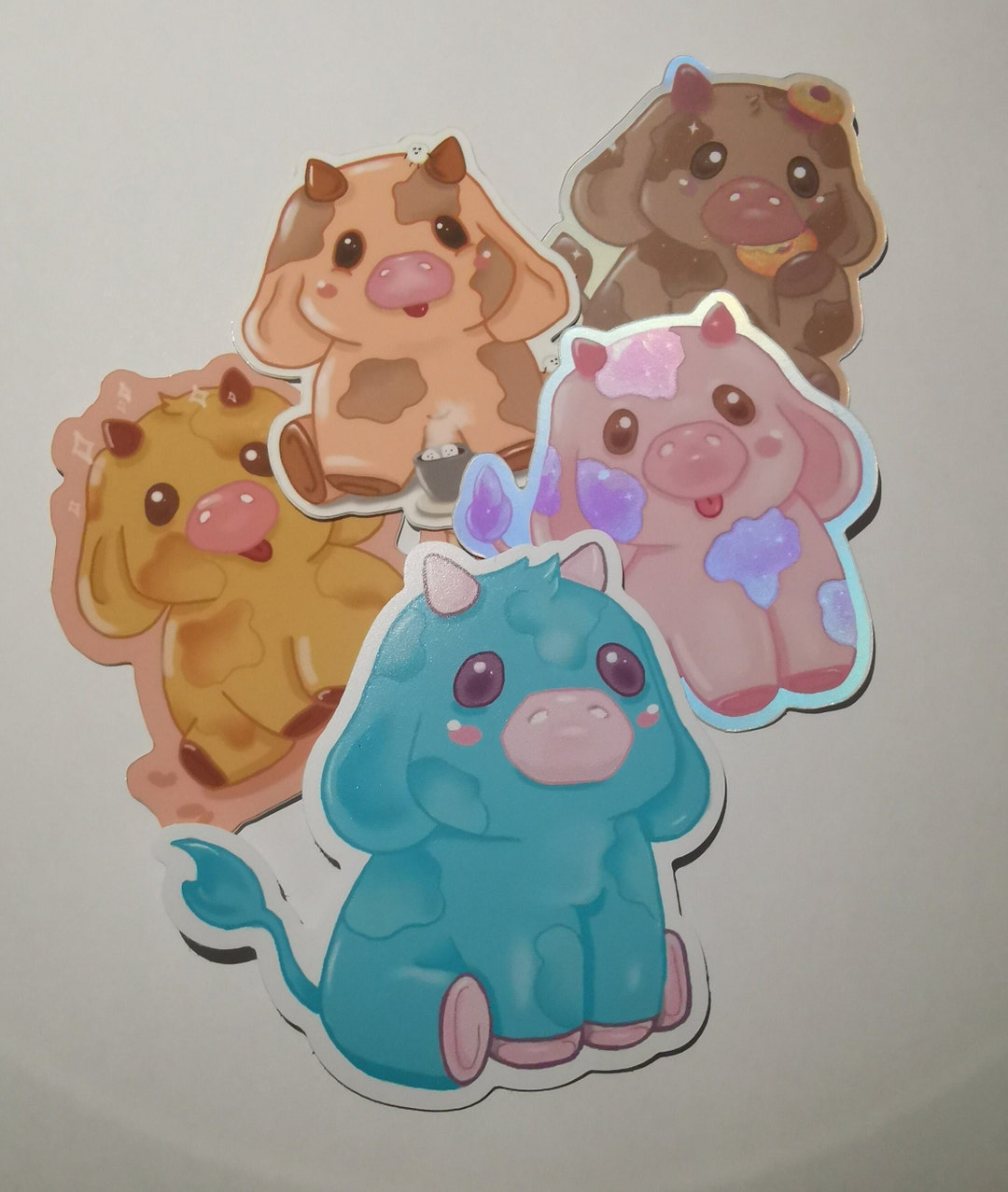 Cute Kawaii Baby Cow Stickers Holographic Matt Cute Stationery ...