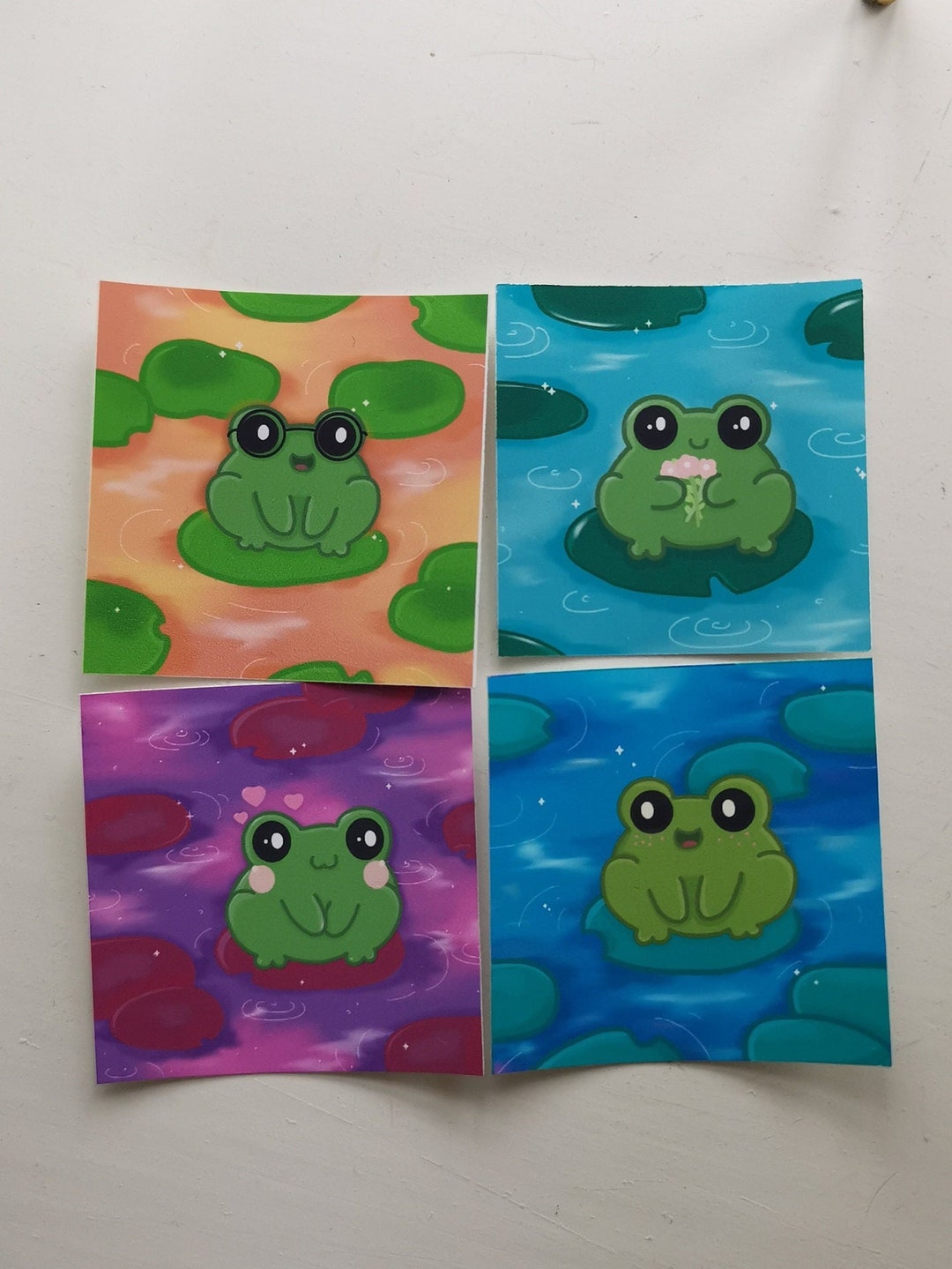 Cute Frog Stickers Kawaii Frog Sunrise Day Sunset Night Pond Froggies ...