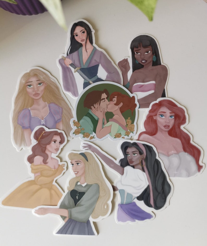 Disney Princesses Dreamworks Female Characters Fanart Stickers Ariel ...