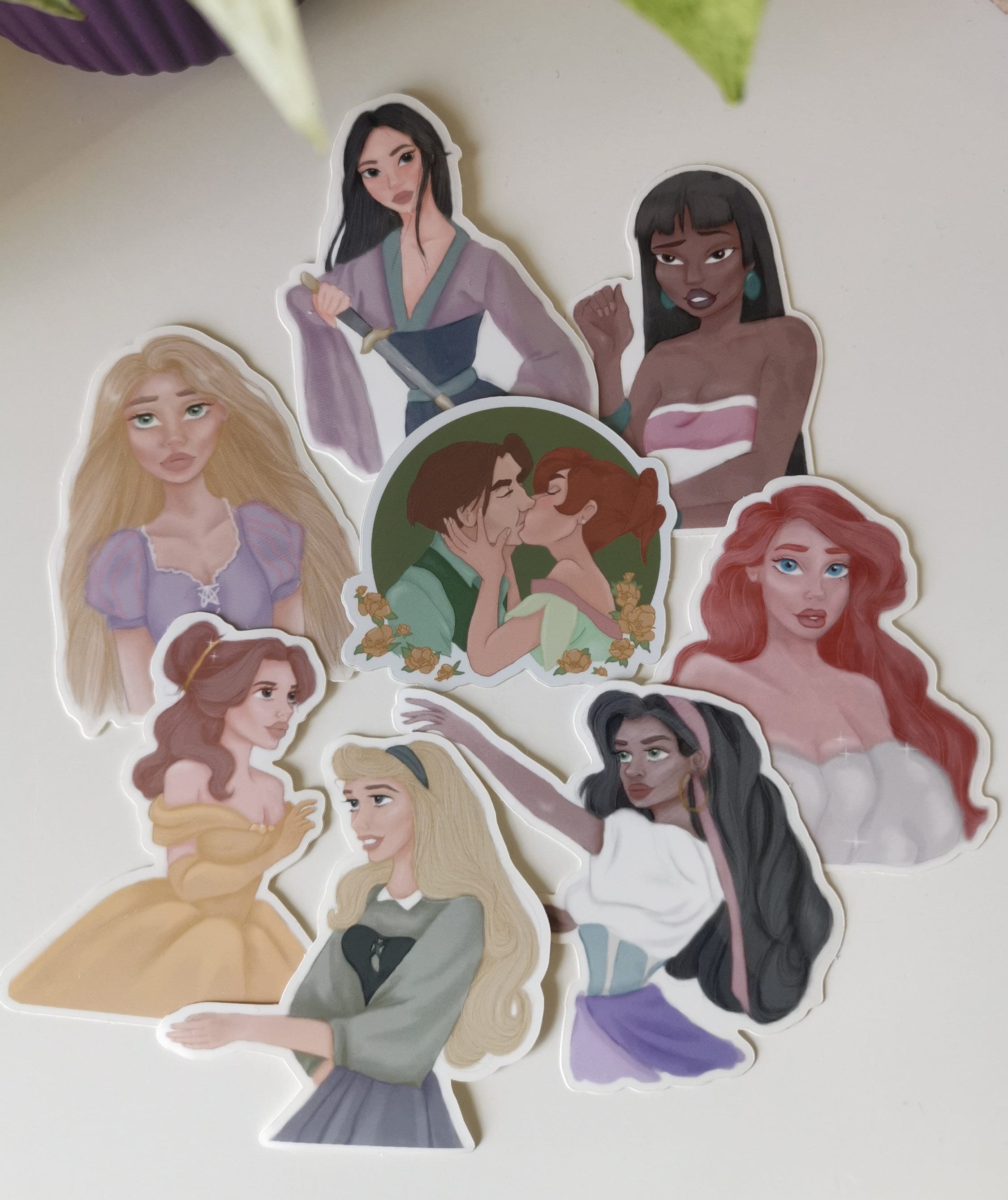 Disney Princesses Dreamworks Female Characters Fanart Stickers Ariel ...