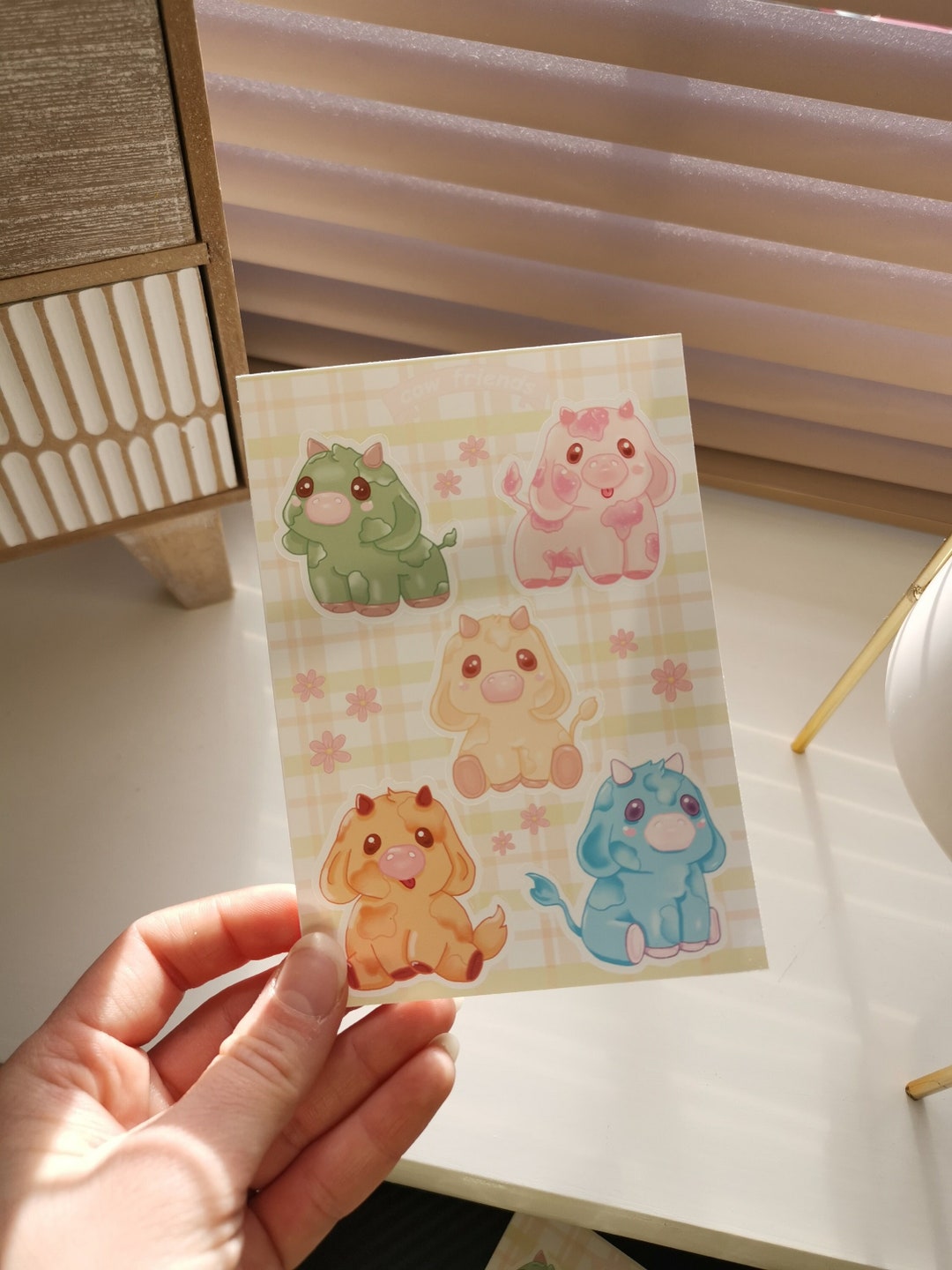 Cute Cow Sticker Sheet Adorable Kawaii Cows Colourful Stickers Planner ...