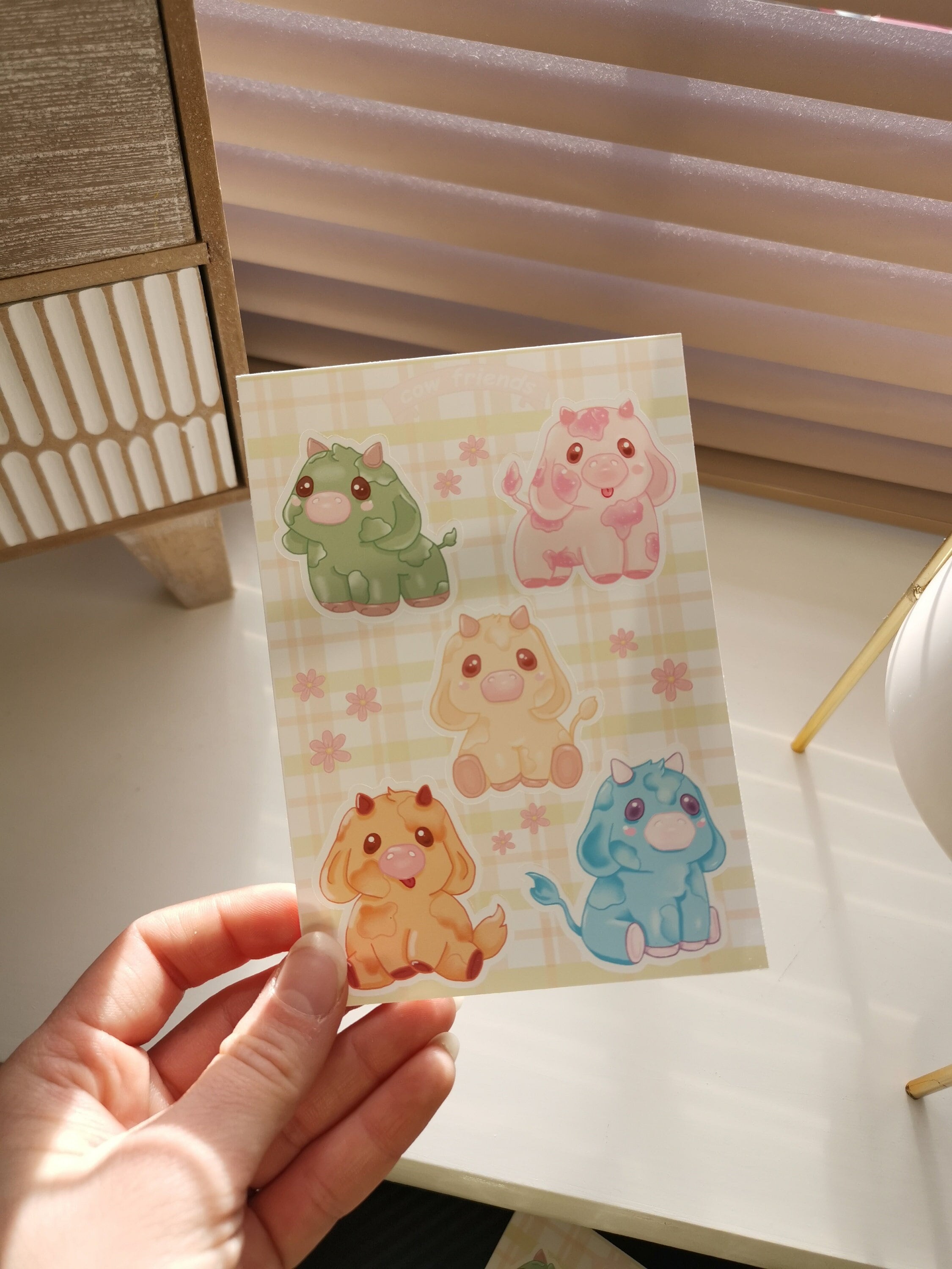Cute Cow Sticker Sheet Adorable Kawaii Cows Colourful Stickers Planner ...