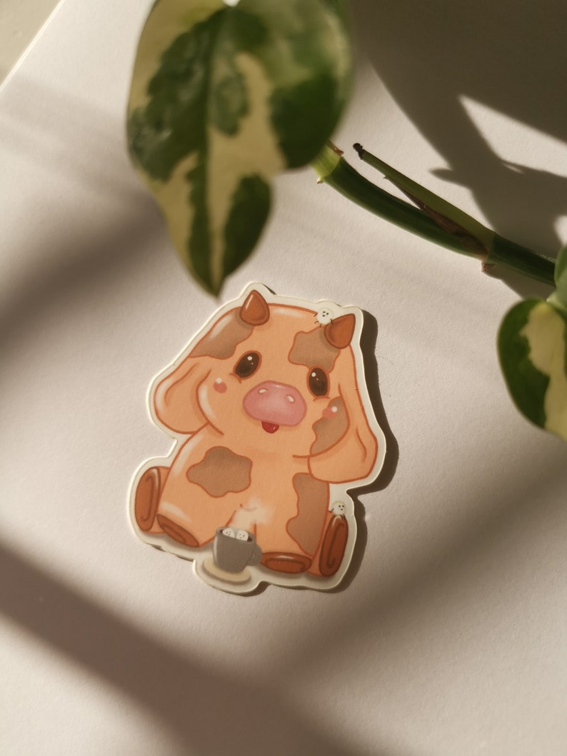 Cute Kawaii Baby Cow Stickers Holographic Matt Cute Stationery - Etsy